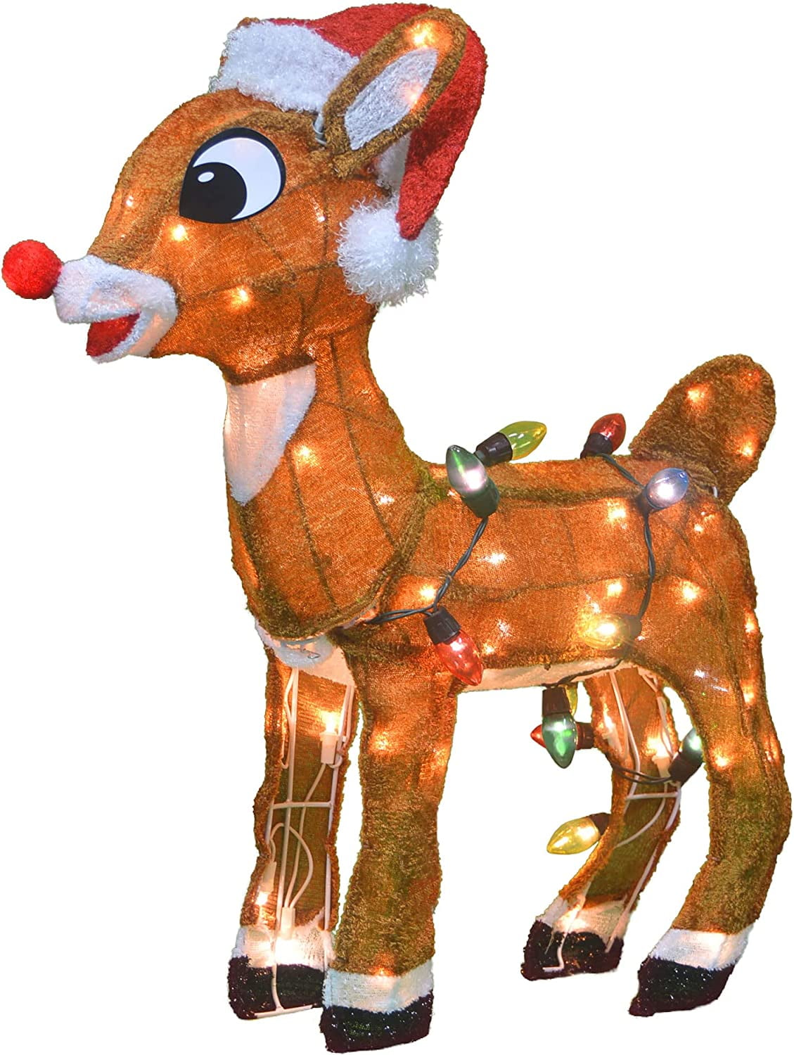 60552 24" Rudolph 3D Pre-Lit Yard Art Standing Rudolph with C9 Lights ...