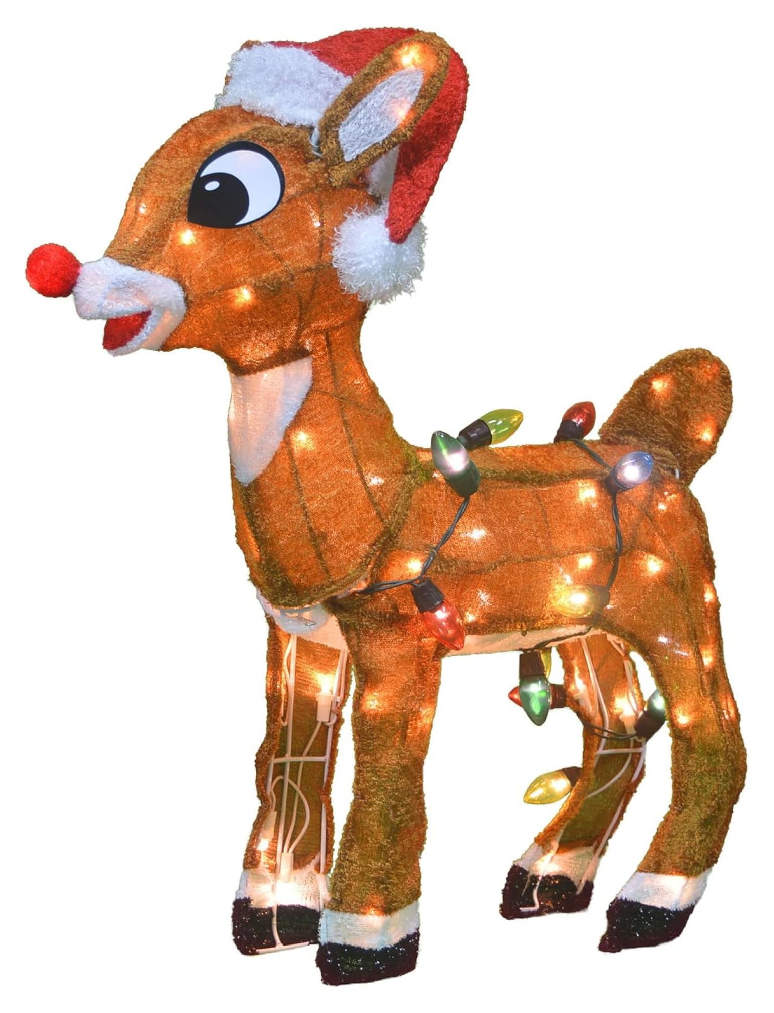 60552 24" Rudolph 3D Pre-Lit Yard Art Standing Rudolph with C9 Lights ...