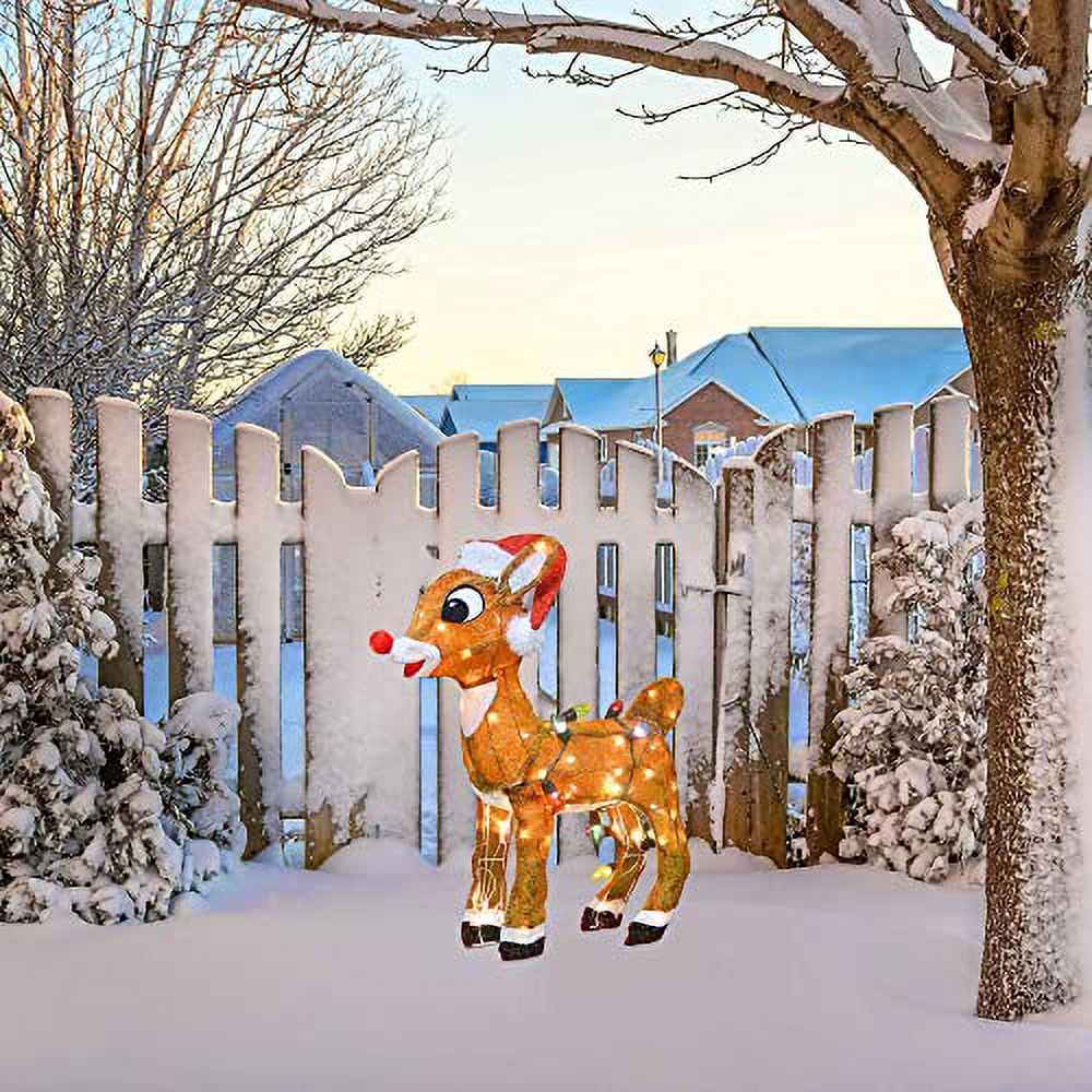 60552 24" Rudolph 3D Pre-Lit Yard Art Standing Rudolph with C9 Lights ...