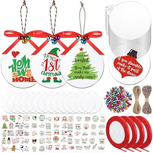 608 Pieces Christmas Acrylic Blanks Ornament 3 Inch Unfinished Round ...