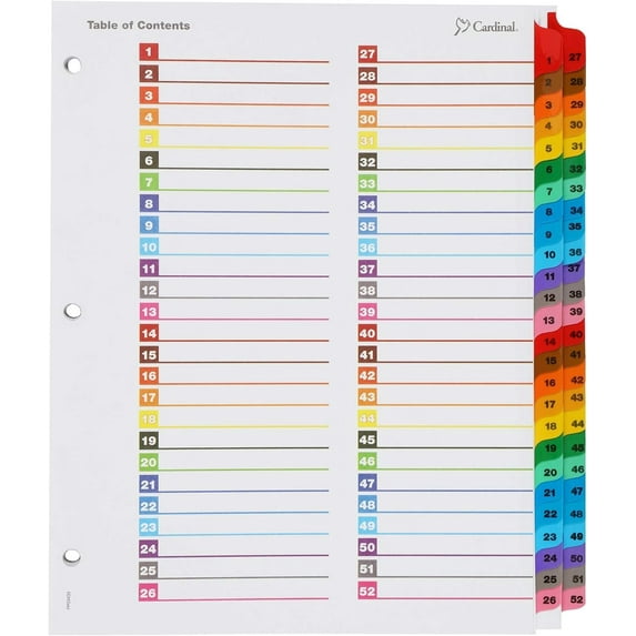 60990 OneStep Printable Table of Contents/Dividers, 52-Tab, 11 x 8 1/2 ...