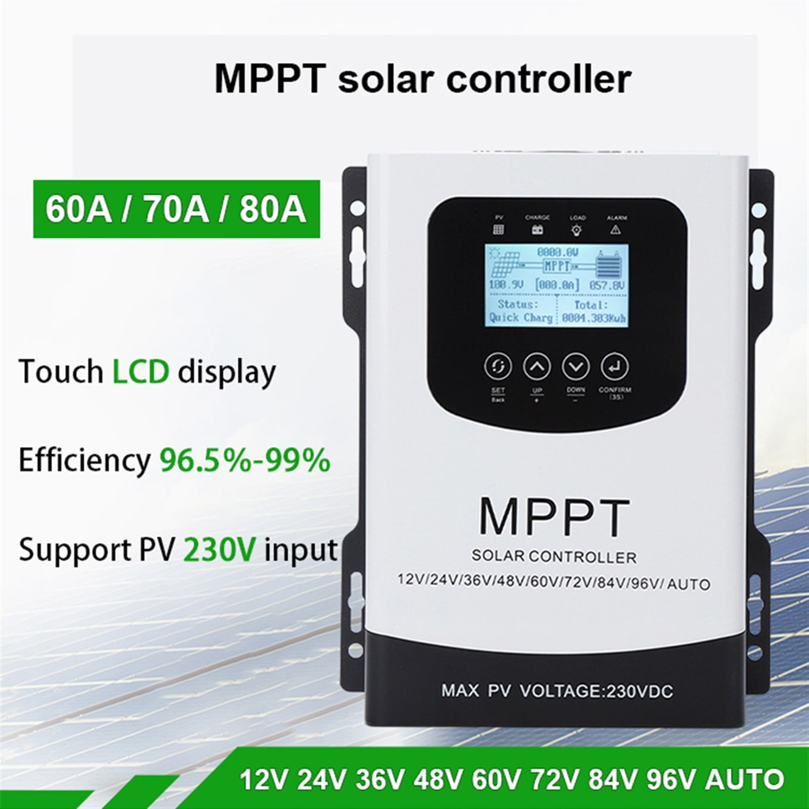 60A 70A 80A MPPT Solar Controller 12V 24V 48V 60V 72V 96V Automatic Identification Universal ...