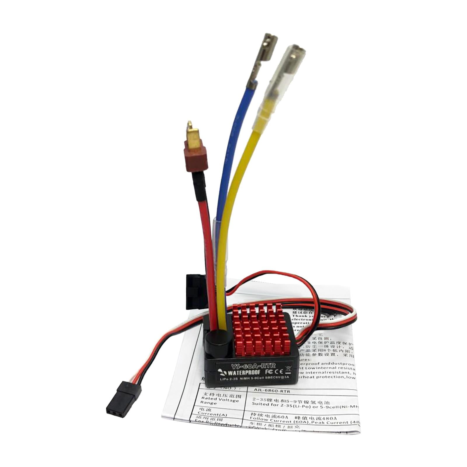 60A Brushed Waterproof ESC RC Speed Controller Durable Built in 3 Modes ...