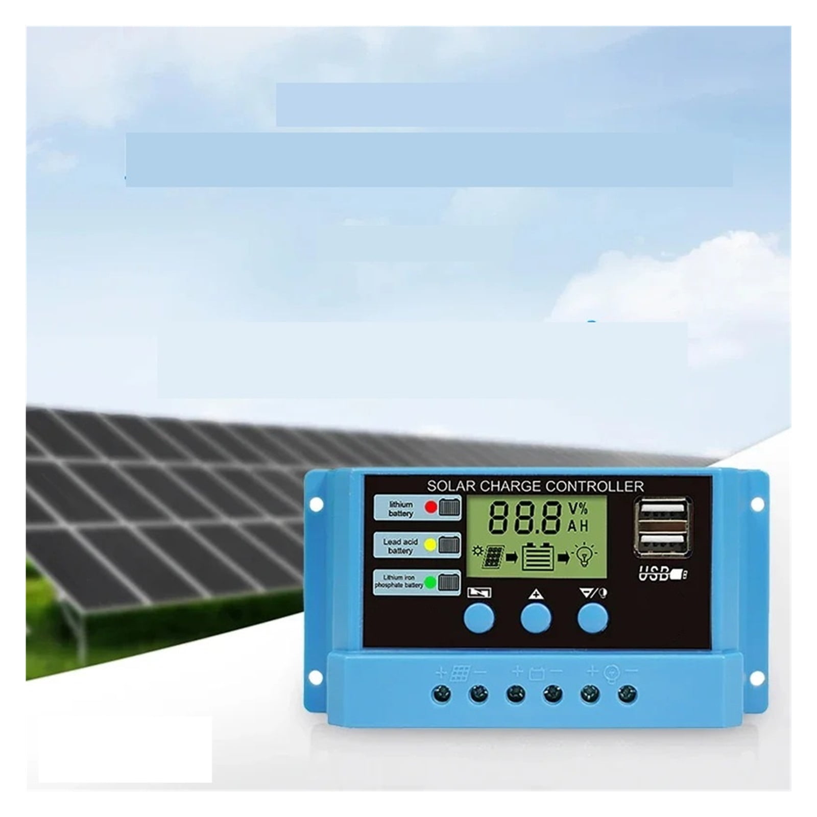 60A Lithium Iron Battery Charger Regulators Stabilizers Dual USB Solar ...