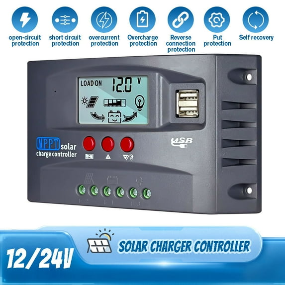 60A Solar Charge Controller,DFITO 12V/ 24V Solar Panel Regulator with ...