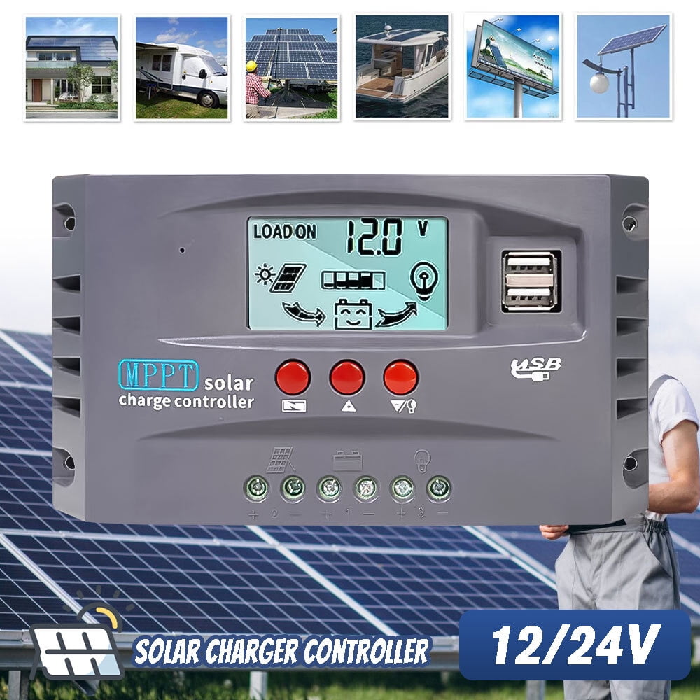 60A Solar Charge Controller, KEPEAK 12V/24V Solar Panel Regulator with ...