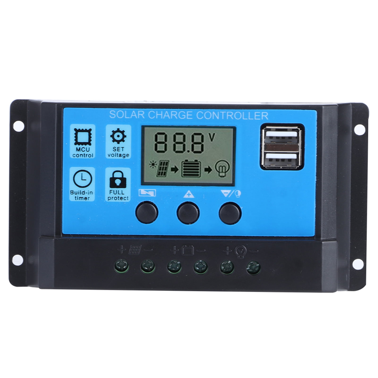60A Solar Charge Controller with Dual USB Port 5V Auto PWM LCD Display ...