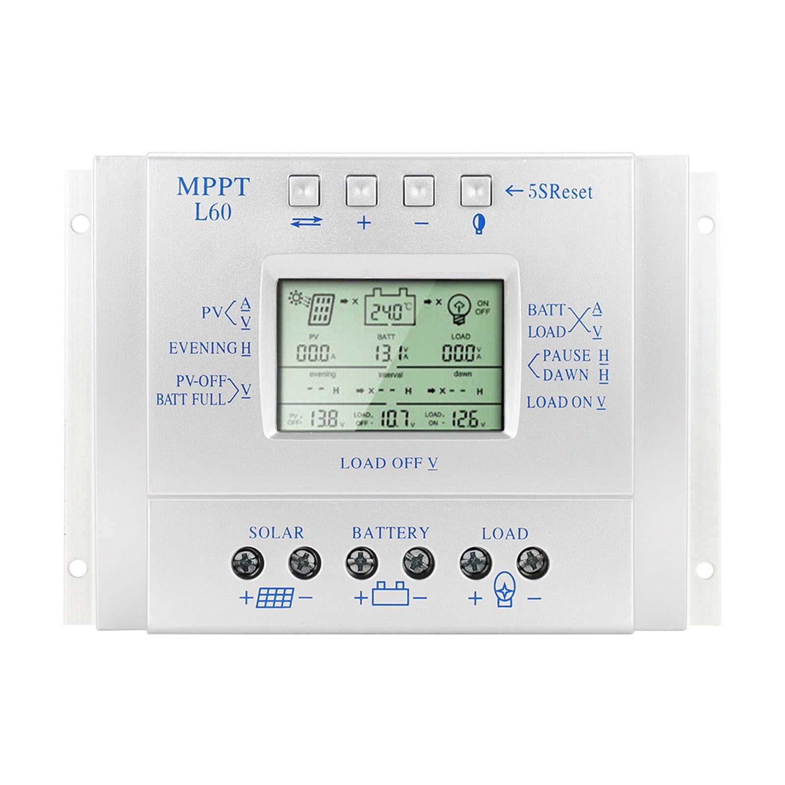 60A Solar Controller 12V/24V Zero Level Display PWM Controller With USB ,Easy to Use - Walmart.com