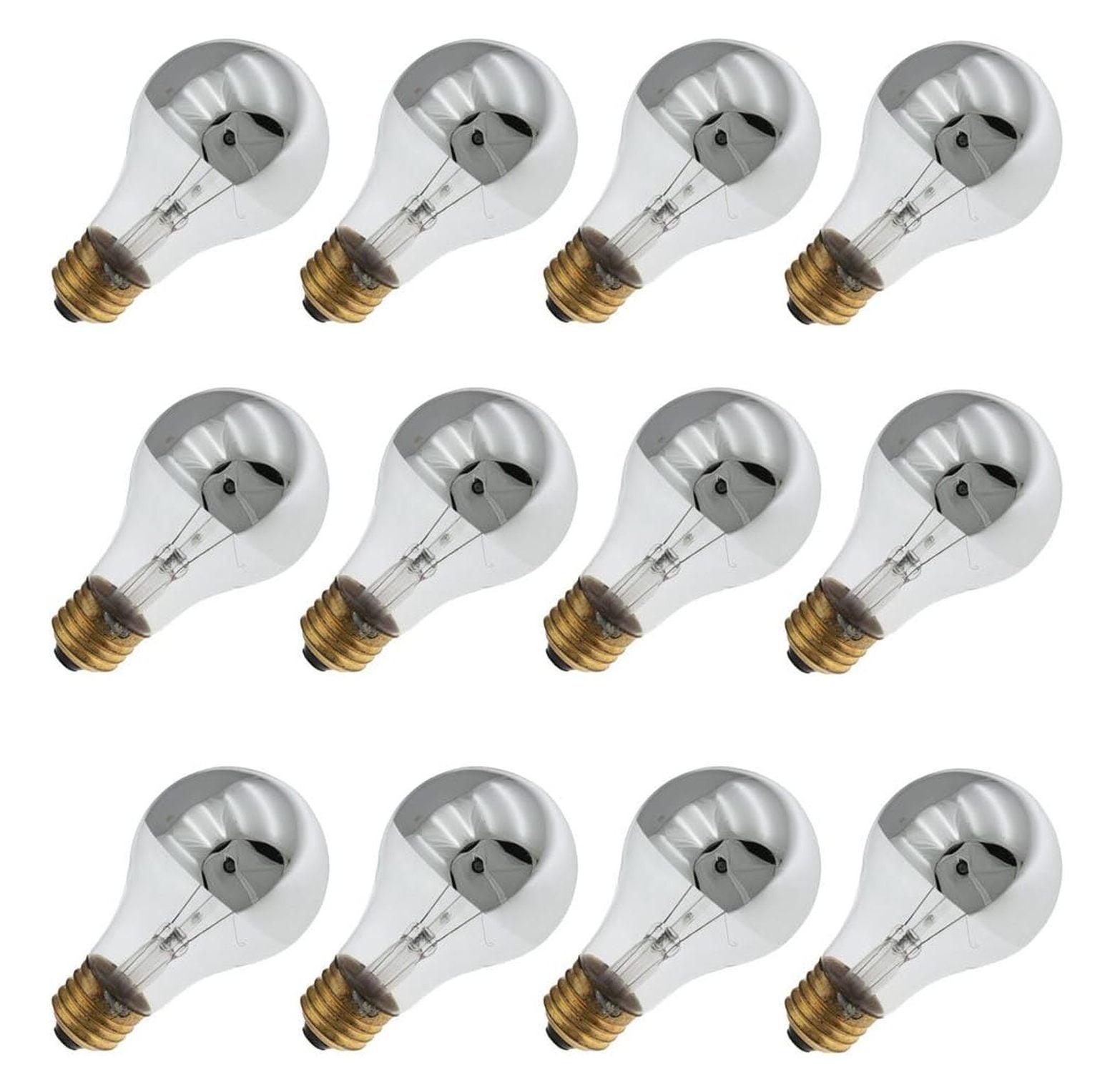 60A19/M 130V, 60 Watt, A19, Medium Screw (E26) Base Half Silver Bowl ...