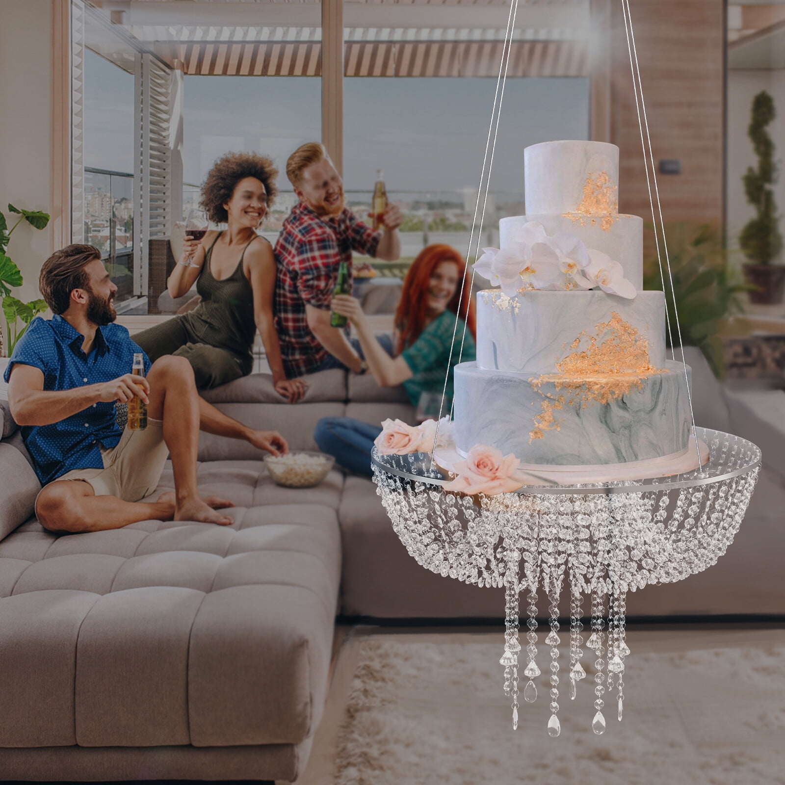 60CM Acrylic Swing Cake Rack Stunning Sparkling Chandelier Stand ...