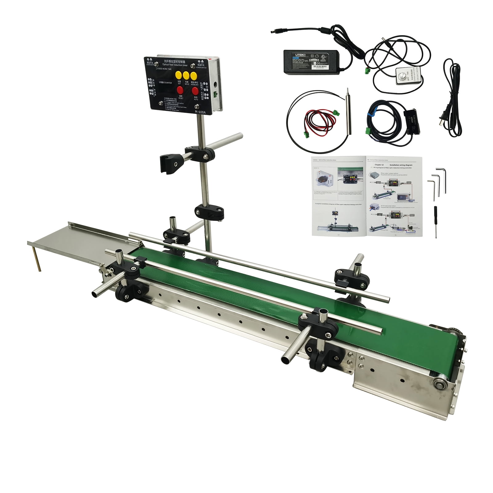 60CM Small Conveyor Belt Optical Fiber Intelligent Sensing Control ...