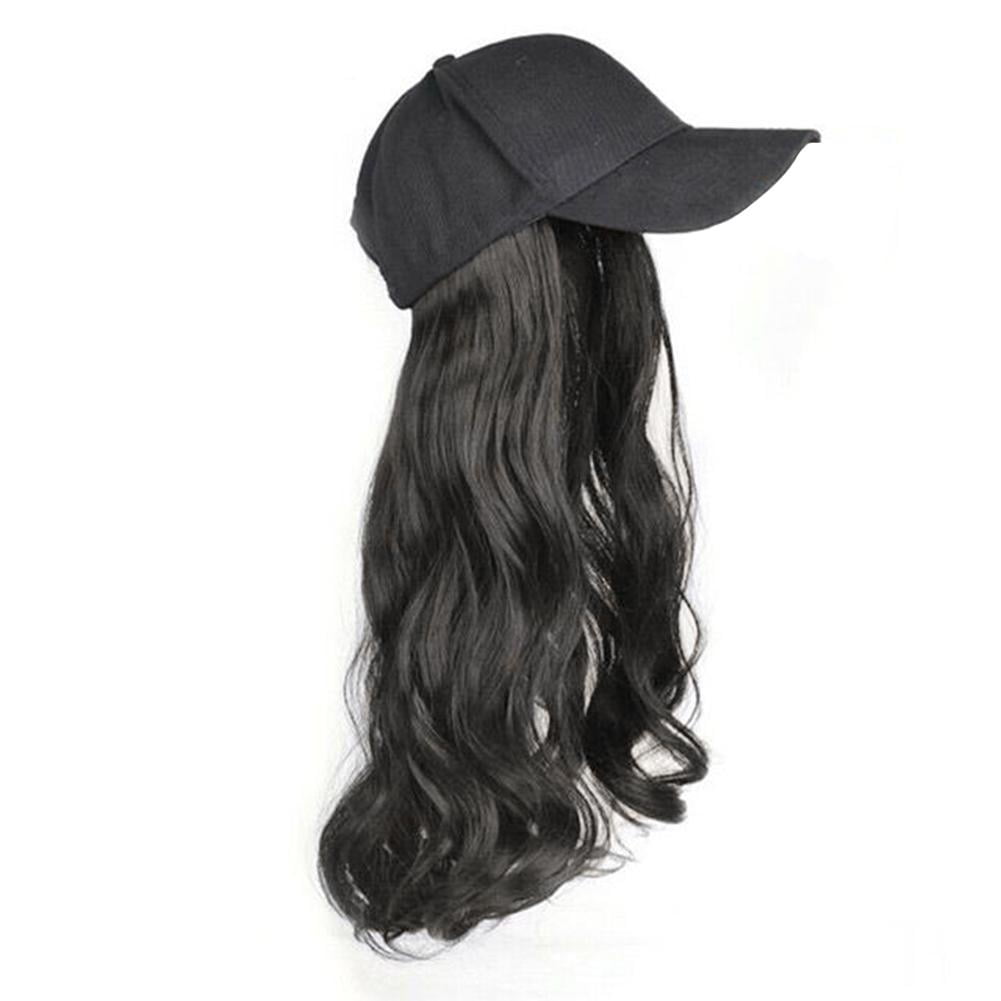 60Cm Long Wigs Baseball Cap Wig Long Curly Hair Straight Hair Wig Cap ...