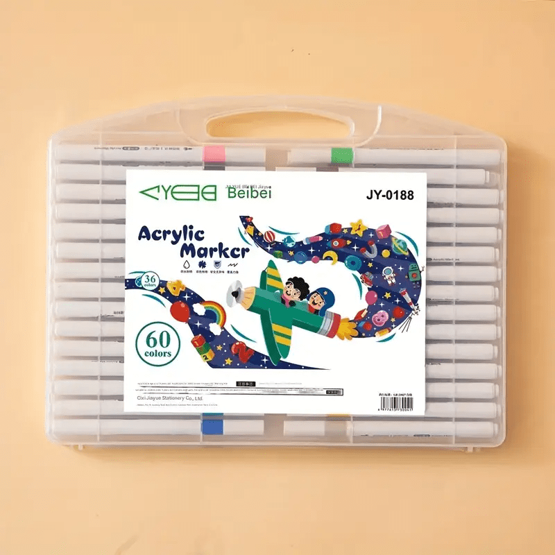 60Color Acrylic Marker Pen, Washable, Non Transparent, Paper Stackable ...