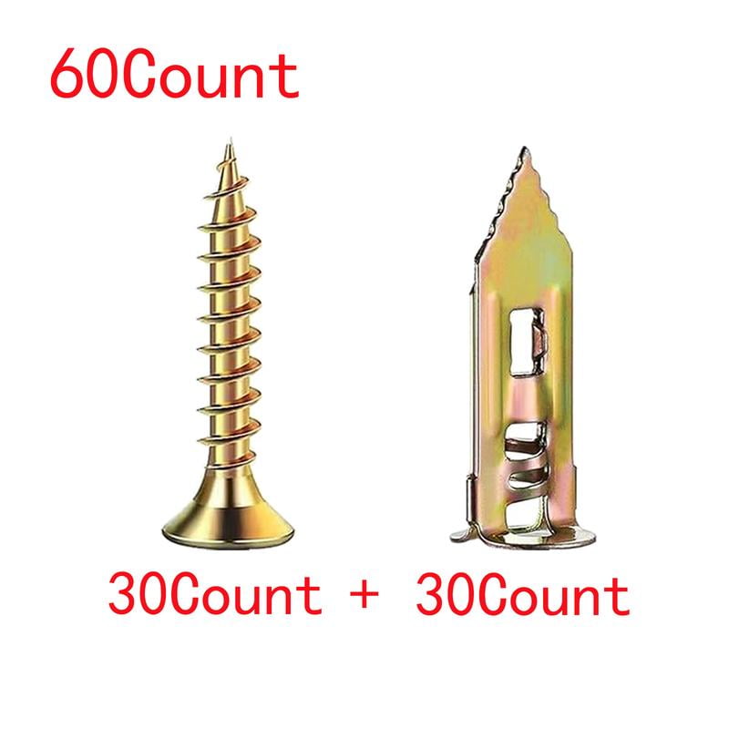 60Count Drywall Self Drilling Anchors and Screws,Easy Application,No ...