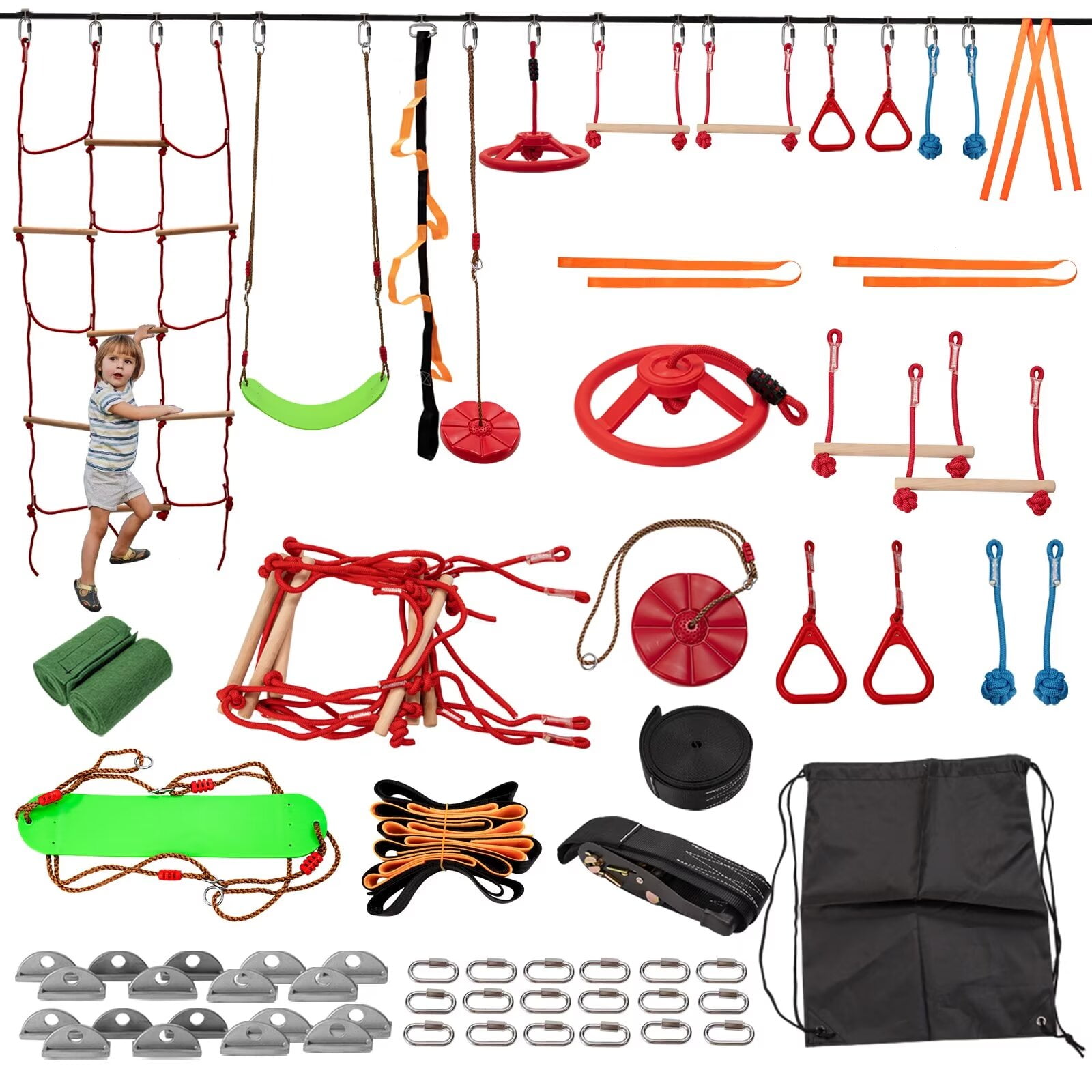 MOPHOTO 60FT Ninja Warrior Obstacle Course (13 Obstacles), Ninja ...