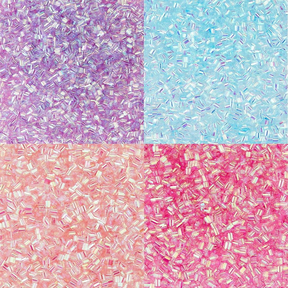 60G 4 Colors Crispy Bingsu Beads Iridescent Soft Straw Tube Beads 3D ...
