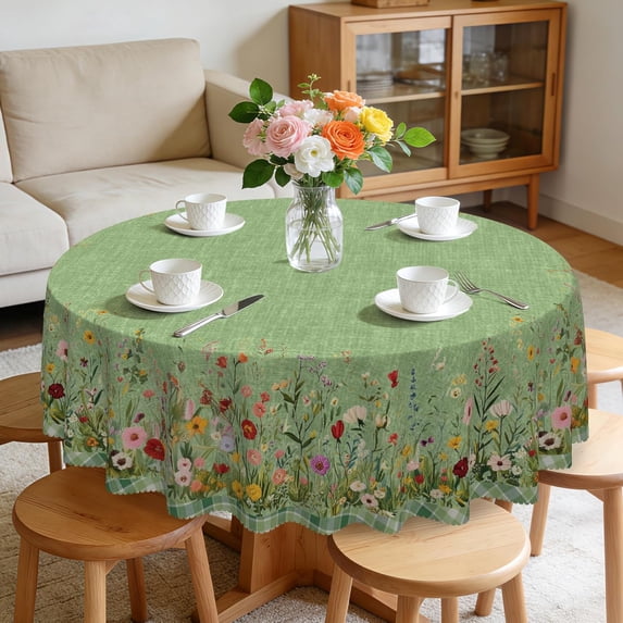 60In Round Tablecloths Stain Resistant Tablecloth Wrinkle Free Circle ...