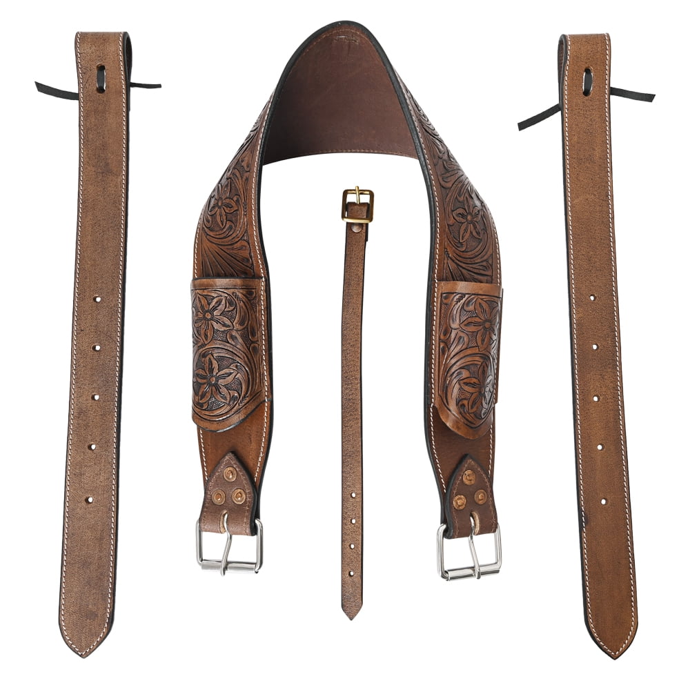 Comfytack Horse Saddle Flank Cinch Girth Handtooled Leather W/ Billets ...