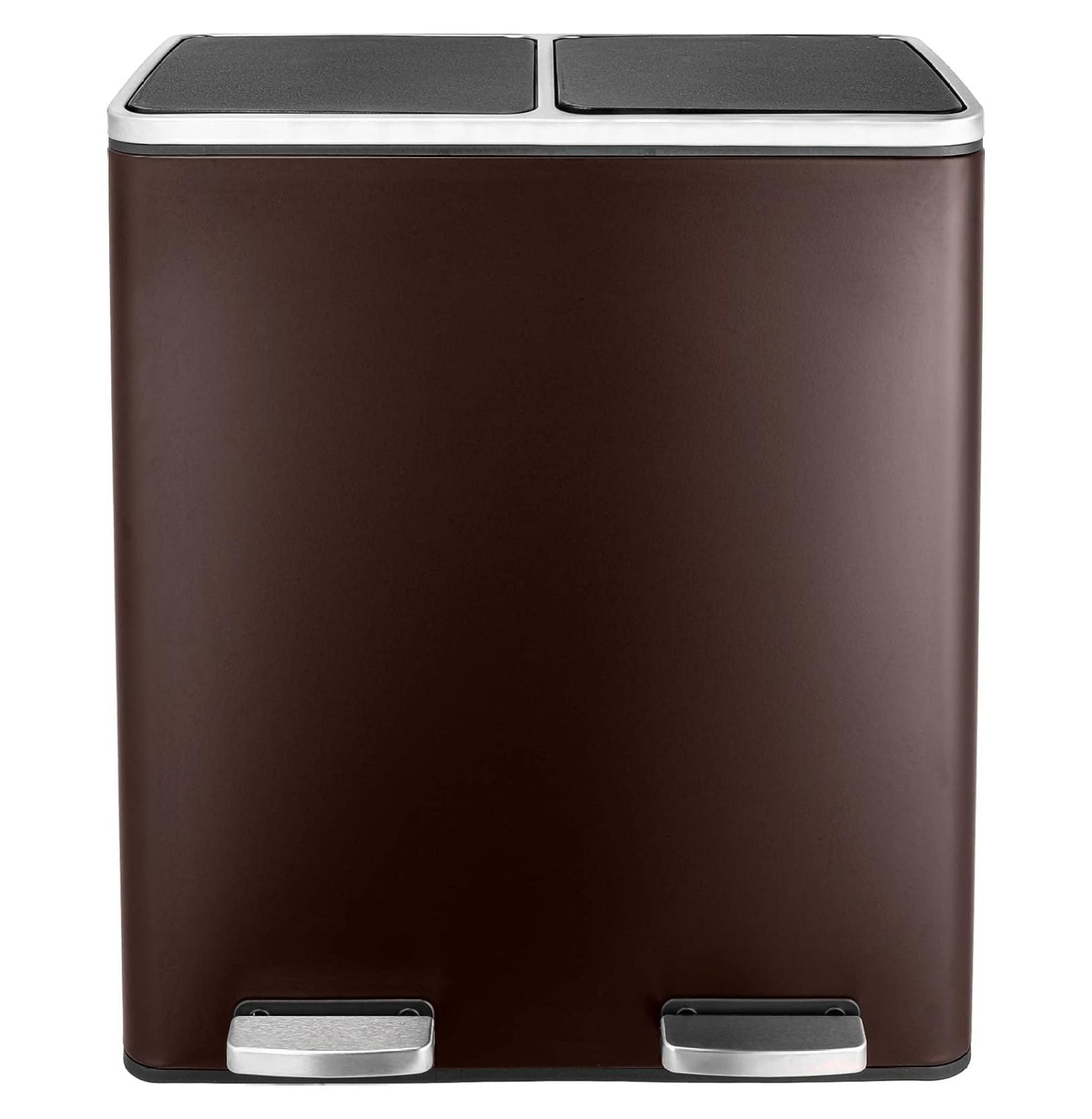 60L(16 Gal) Dual Trash Can, Stainless Steel Kitchen Garbage Can, Double ...