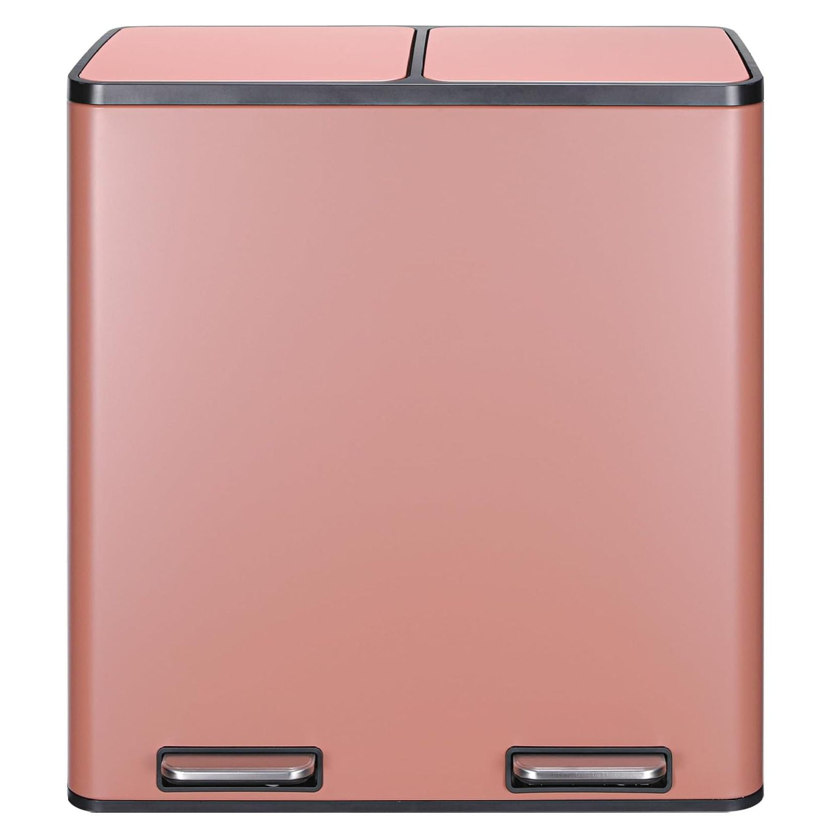 60L(16 Gal) Dual Trash Can, Stainless Steel Kitchen Garbage Can, Double ...