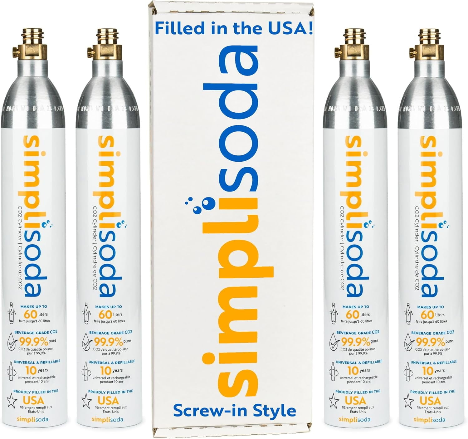 60L CO2 Canister Cylinders - Compatible w/Sodastream BLUE Screw-In Only ...
