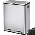 60L Dual Compartment Pedal Trash Can, Stainless Steel with Odor Filter ...