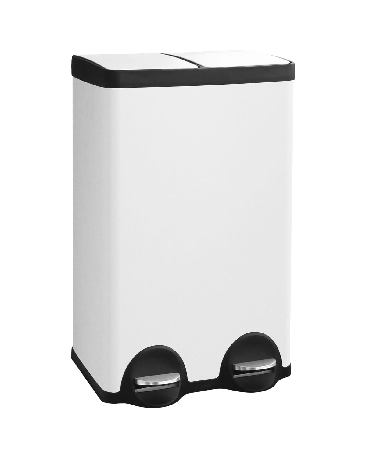 60L Dual Compartment Stainless Steel Trash Can, 16 Gallon White Kitchen ...