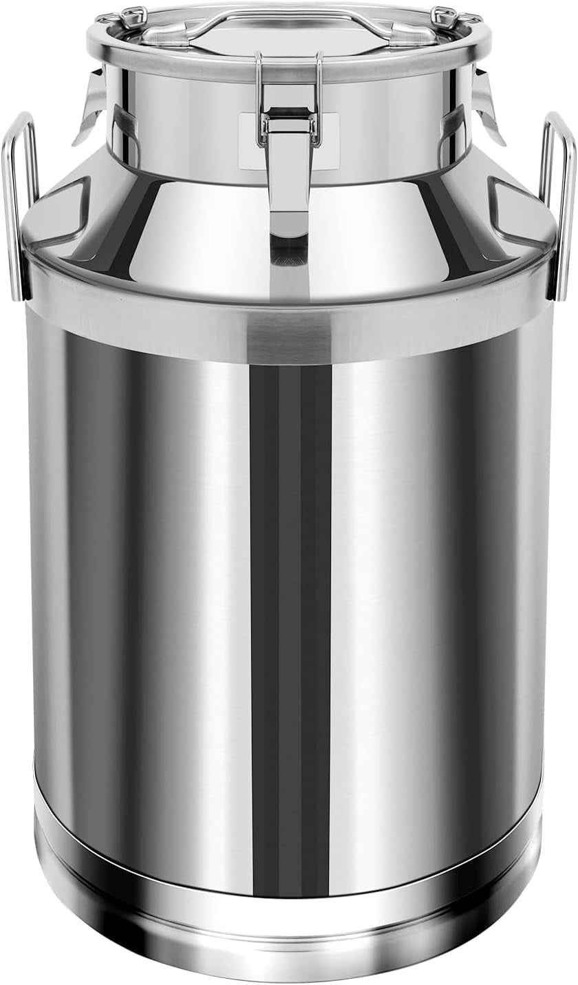 60L Stainless Steel Milk Can with Sealed Lid, 15.8Gal Heavy Duty Milk ...