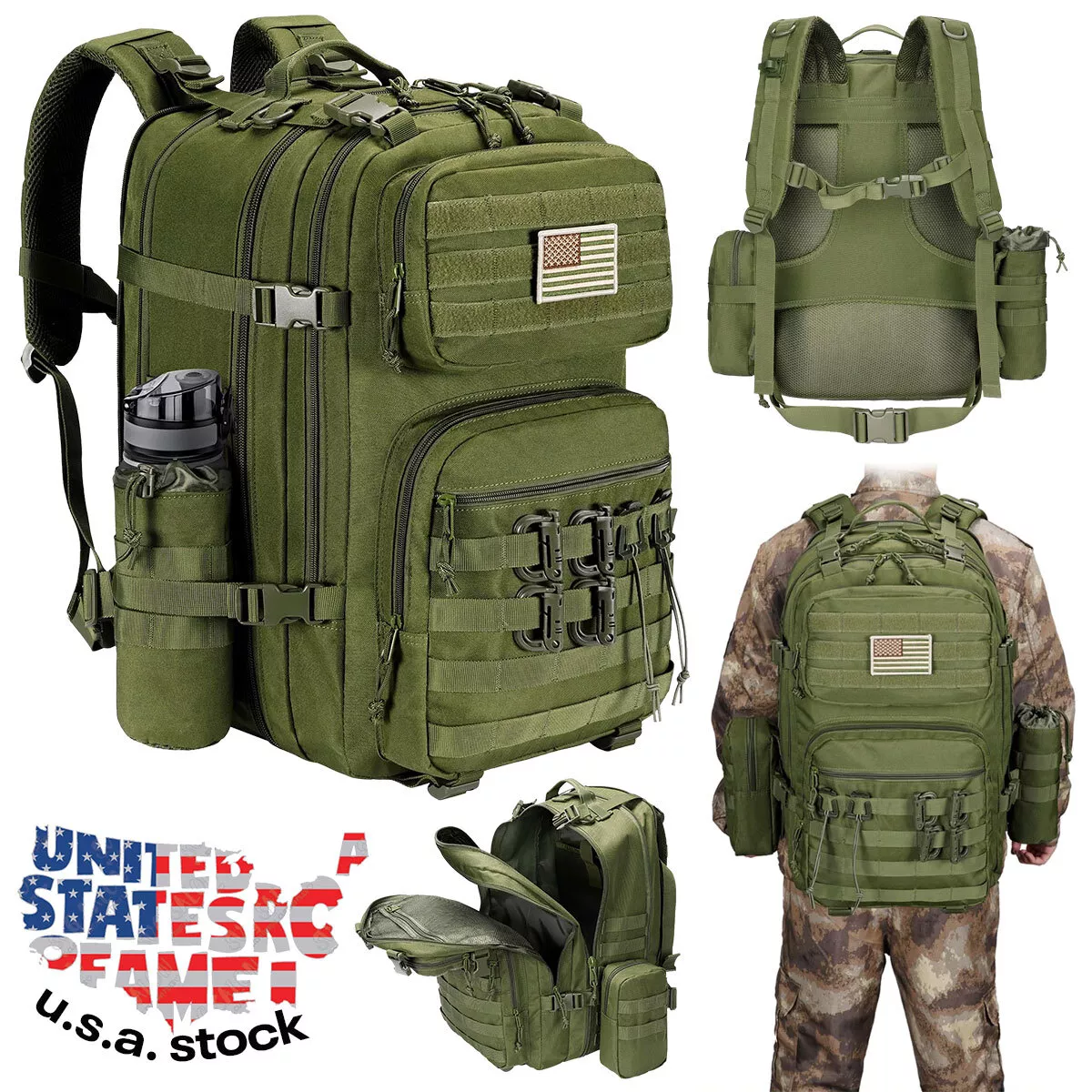 60L Tactical Military Backpack Heavy Duty Molle Army Rucksack 3 Day ...