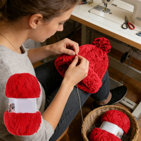 60M Faux Mink Fur Yarn Ball For Knitting And Crochet 67 Yards Thick ...