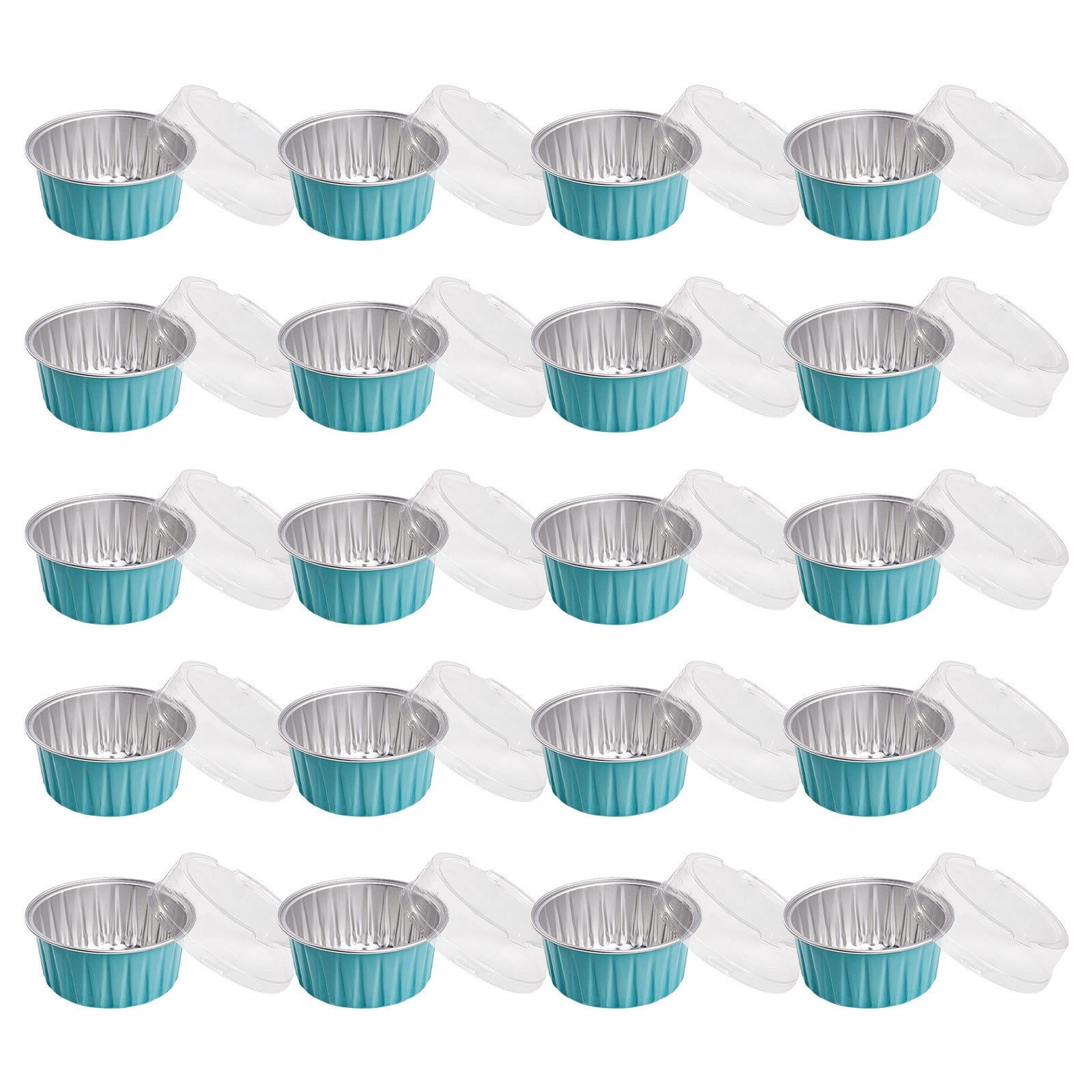 60PC Disposable Cake Pans with Lids, 3.4Inch Mini Aluminum Foil Pudding ...
