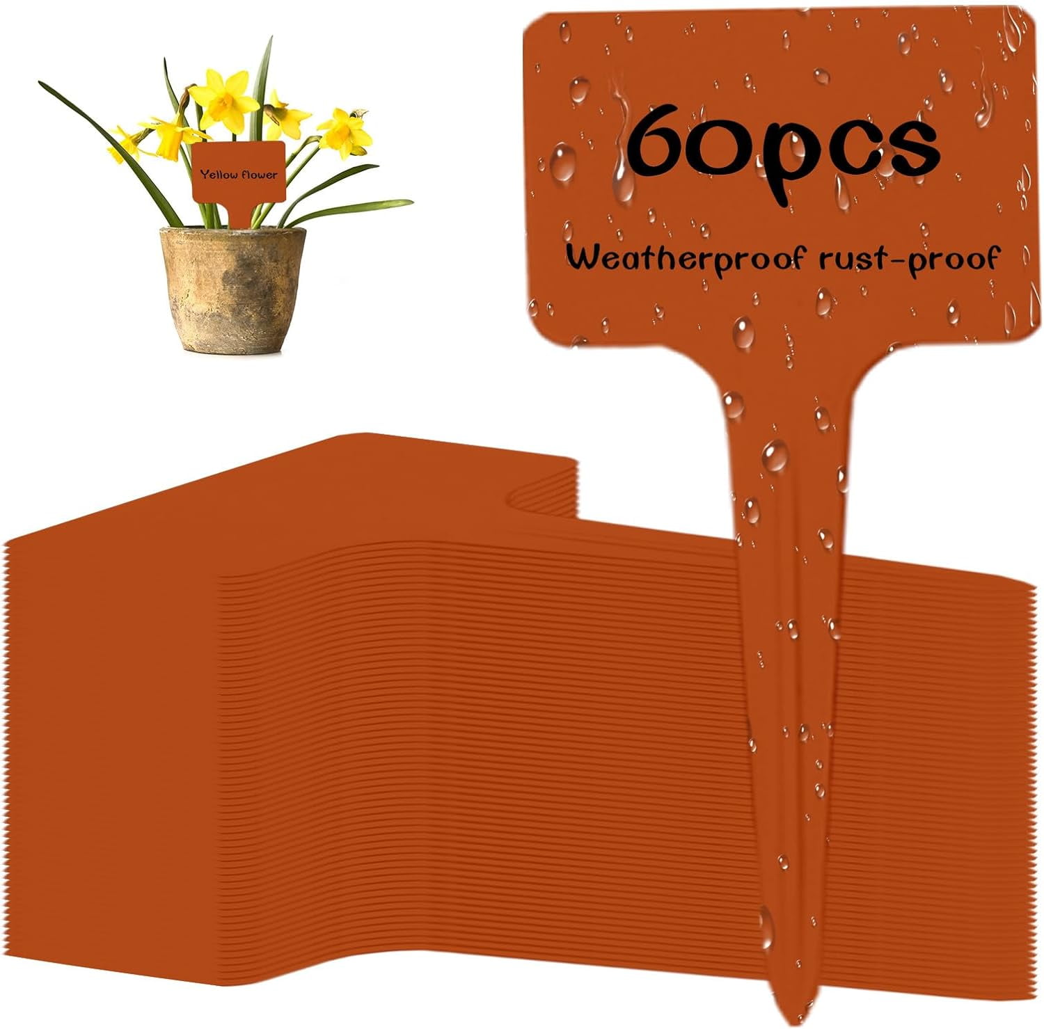 60PCS 1.97x3.94'' T-Type Plastic Nursery Garden Plant Label Gardening ...