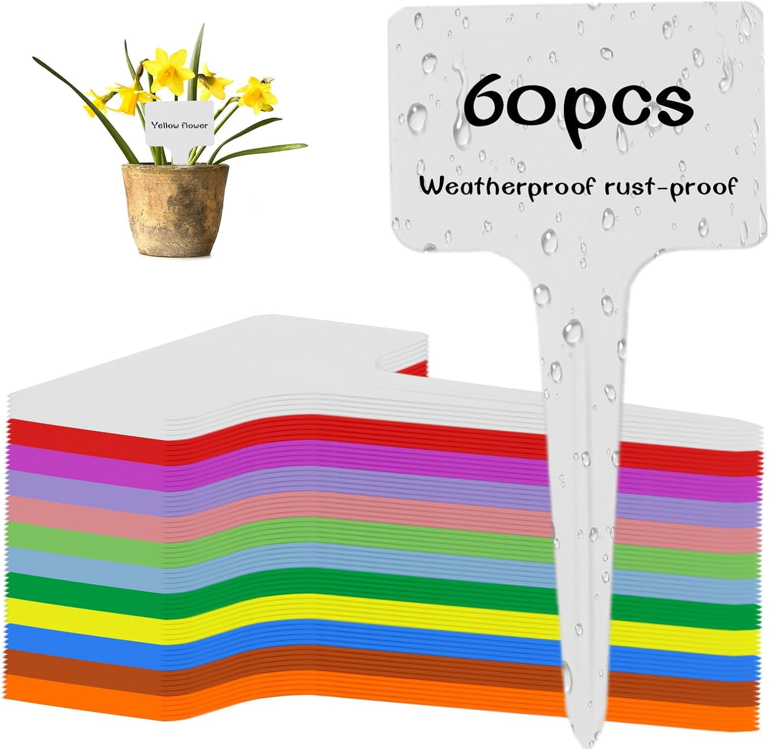 60PCS 1.97x3.94'' T-Type Plastic Nursery Garden Plant Label Gardening ...