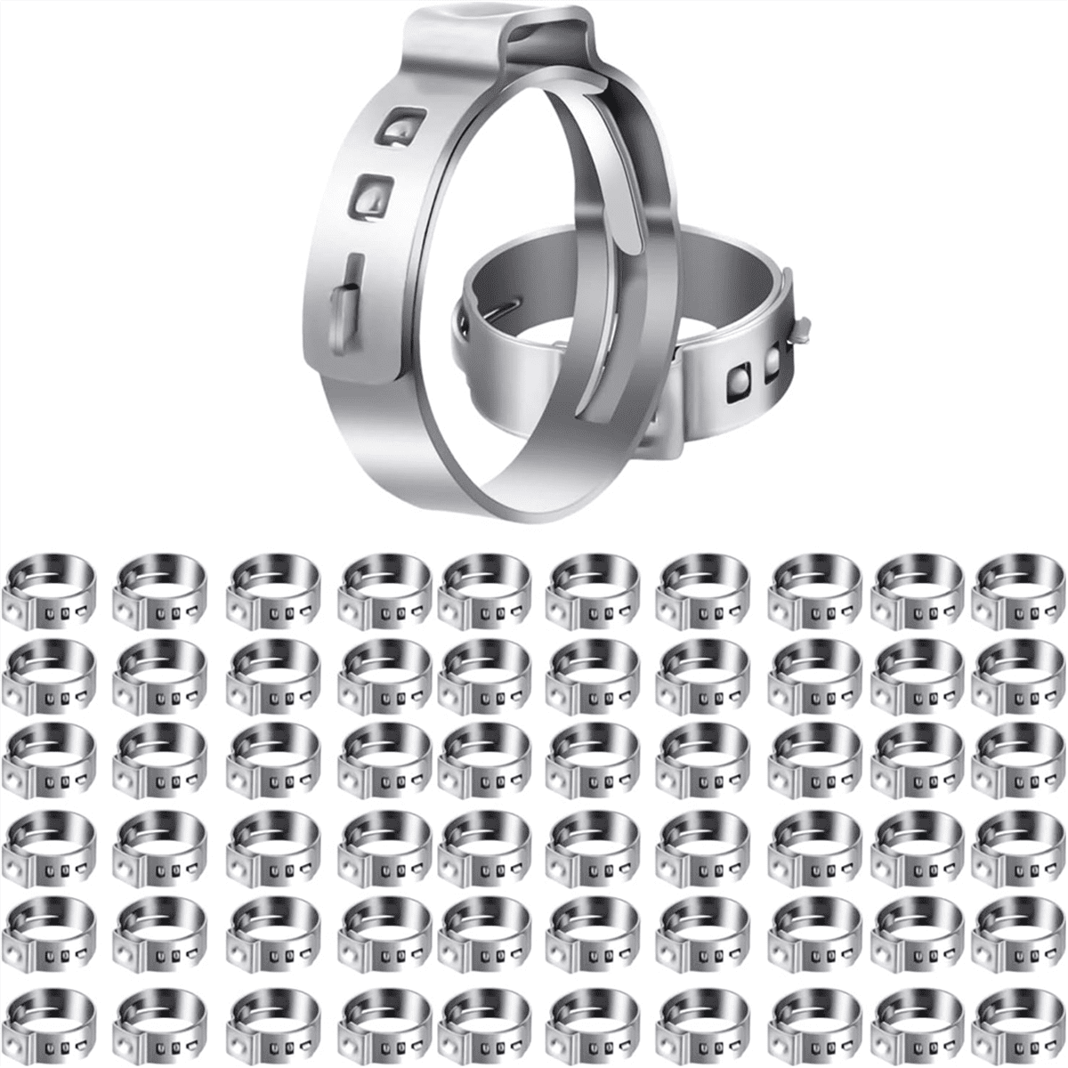 60PCS 1 Inch PEX Clamps, Stainless Steel Single Ear Hose Clamps for PEX ...