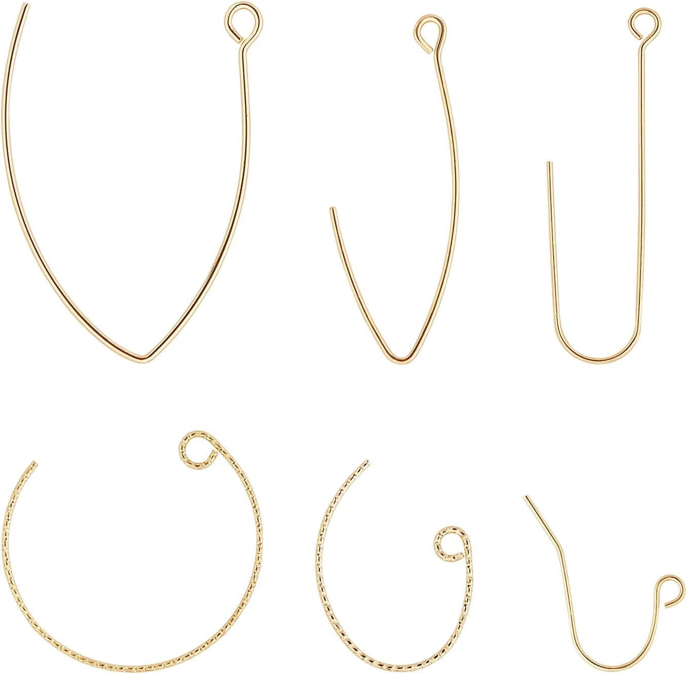 60PCS 18K Real Gold Plated Earring Hooks Ear Wires Open V Shape Earring ...