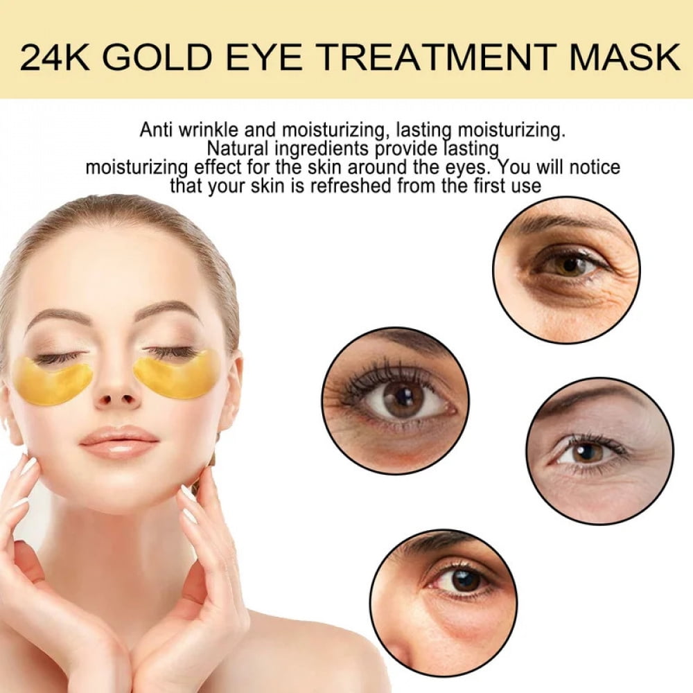 60PCS 24K Gold Eye Mask Anti Dark Circles Removal Eyes Bags ...