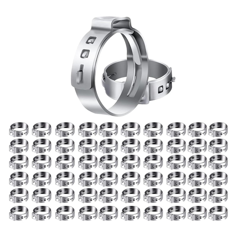 60PCS 3/4 Inch PEX Clamps, Stainless Steel Single Ear Hose Clamps for ...