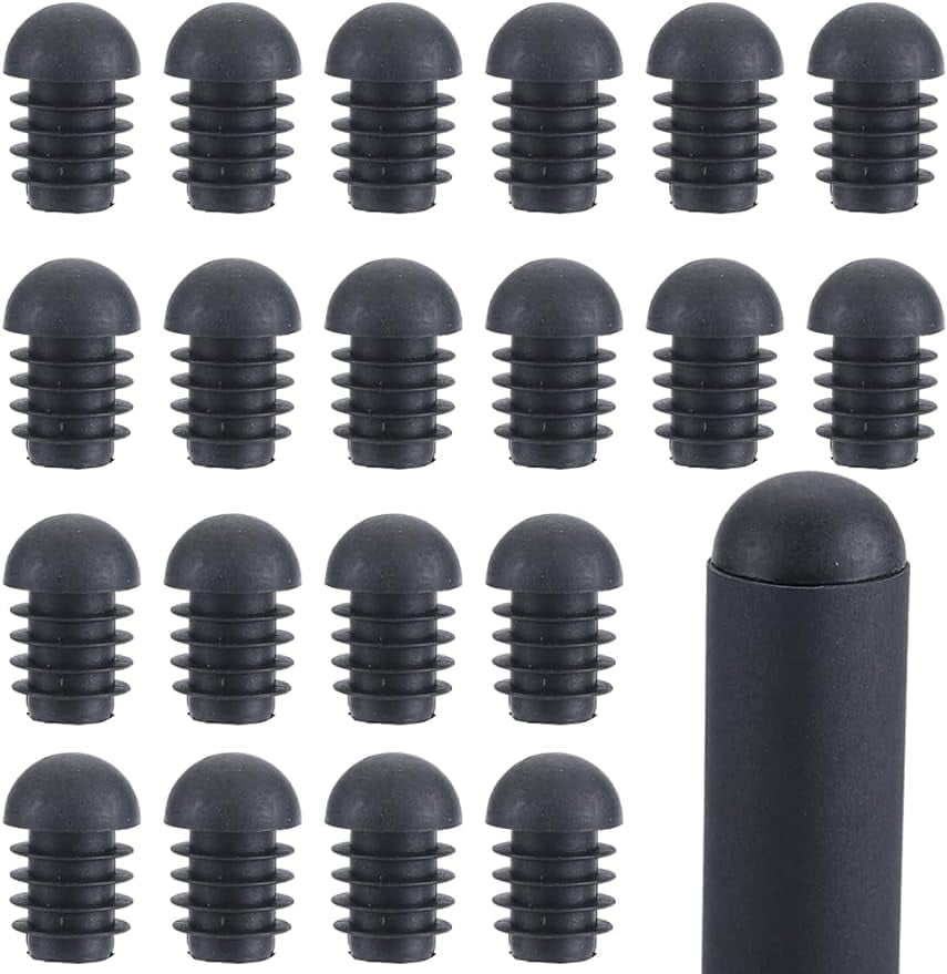 60PCS 3/4 Inch Round Plastic Plug Black Tubing Post End Caps Pipe Inner ...