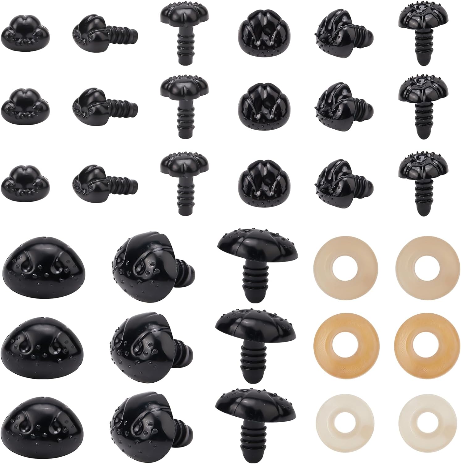 60PCS 3 Sizes Plastic Matte Safety Noses Crochet Nose Craft Screw Dog ...