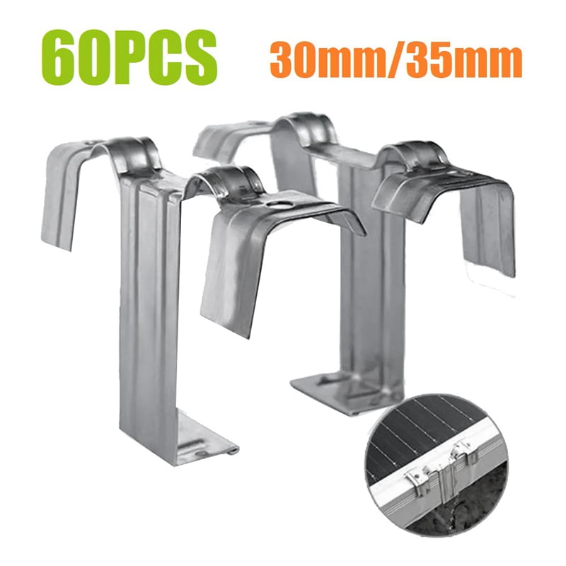 60PCS 35mm Solar Panel Photovoltaic Water Guide Clip Stainless Steel ...