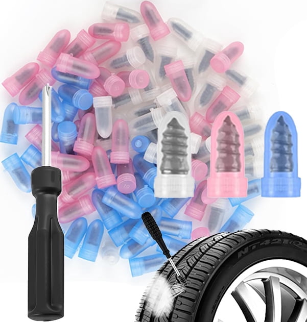 60PCS 4 Size Heavy Duty Tire Repair Screws Plugs Kit with Screwdriver ...