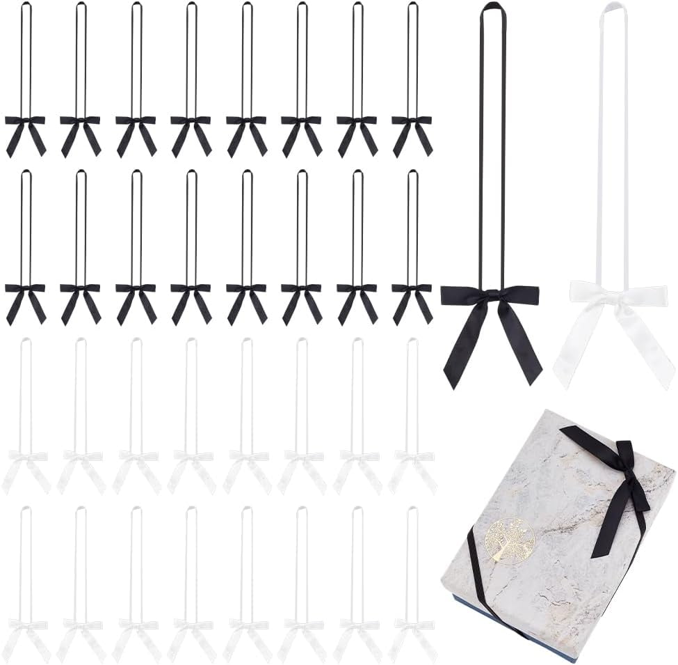 60PCS 6mm Elastic Loops 2 Colors Elastic Cord Ribbon with Bows Elastic ...