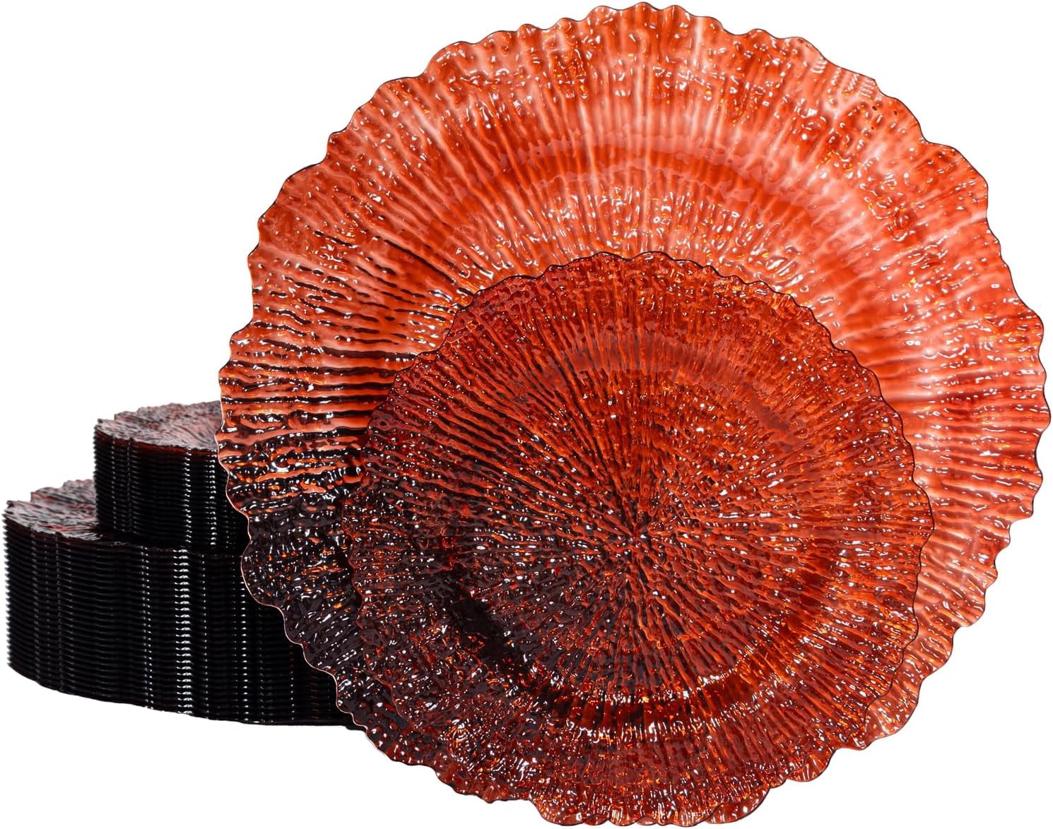 60PCS Amber Plastic Plates - Clear Brown Plastic Plates Disposable ...