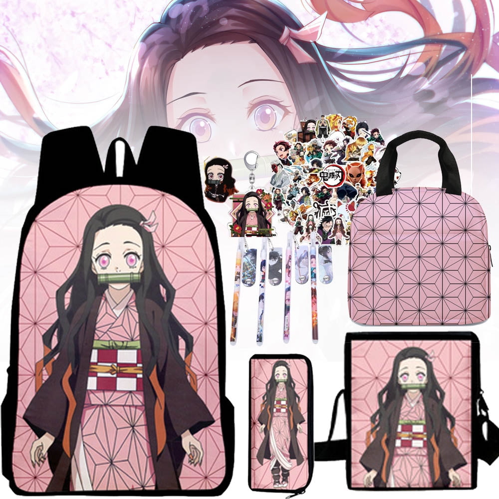 60PCS Anime Demon Backpack Kamado Nezuko Cosplay Cartoon Fashion ...