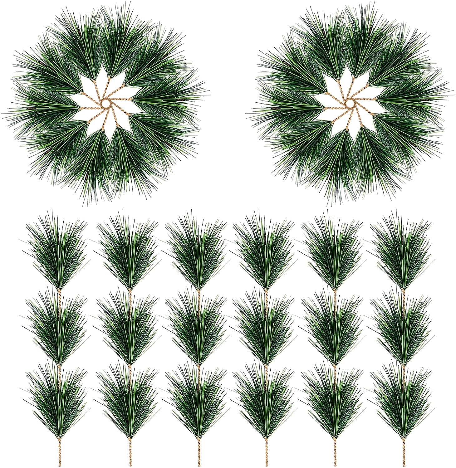 60PCS Artificial Pine Needles Branches Small Pine Twigs Christmas ...
