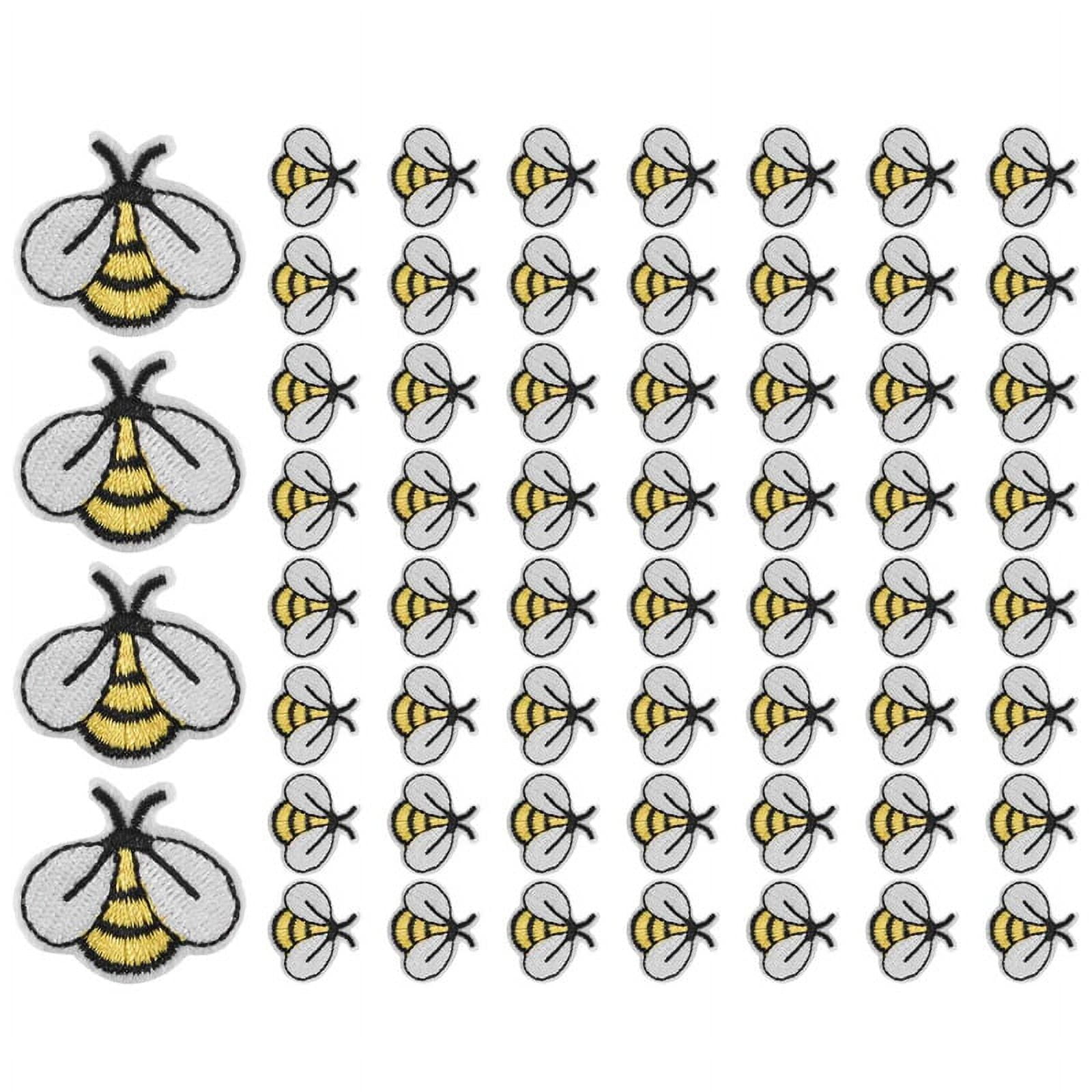 60PCS Bee Embroidered Patches,Cute Bumble Iron on Applique Decoration ...