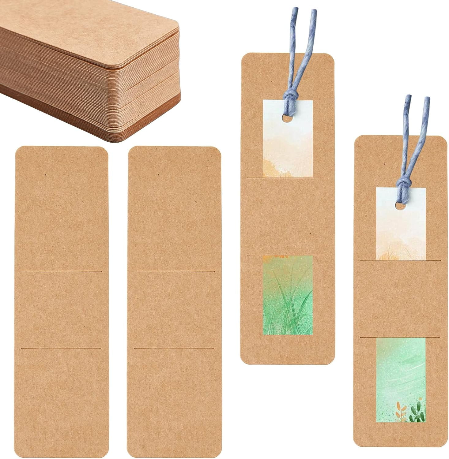 60PCS Bookmark 5.9x1.8 Inches DIY Resin Bookmark Holder Kraft Bookmark ...
