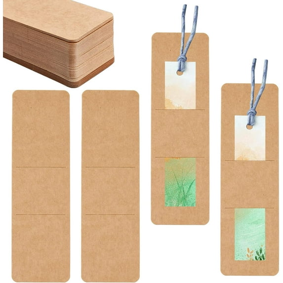 60PCS Bookmark 5.9x1.8 Inches DIY Resin Bookmark Holder Kraft Bookmark ...