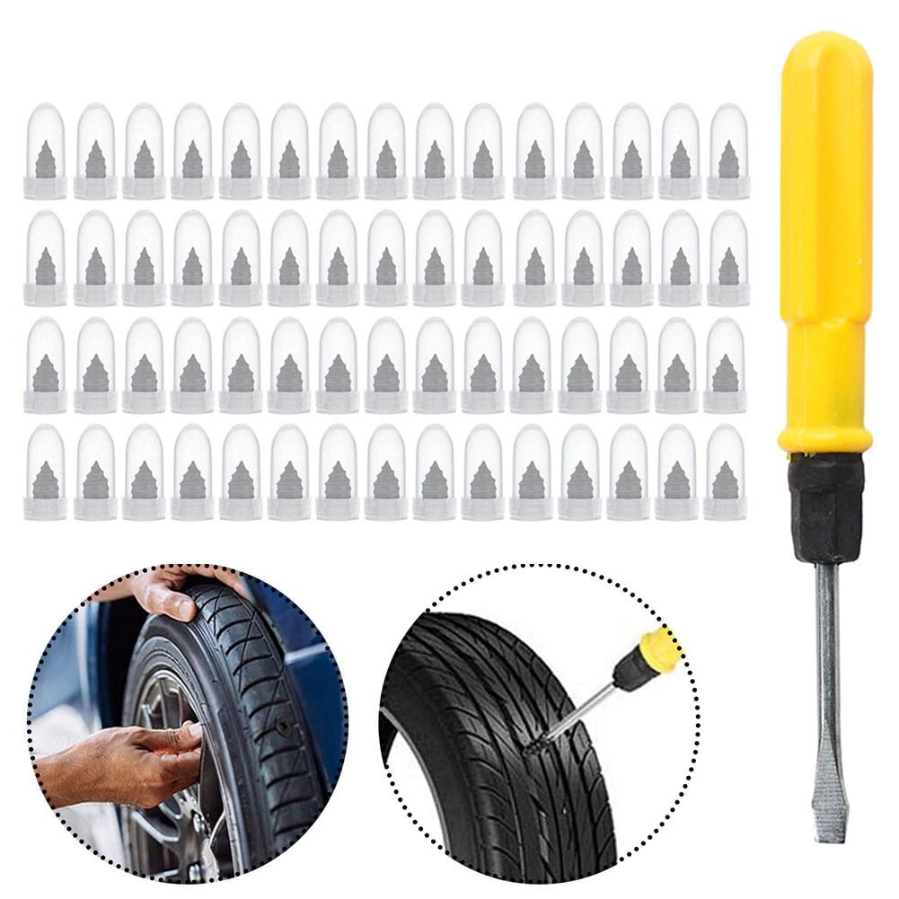60PCS Car Vacuum Tire Repair Nails Rubber Screw Nail + Screwdriver Fast ...