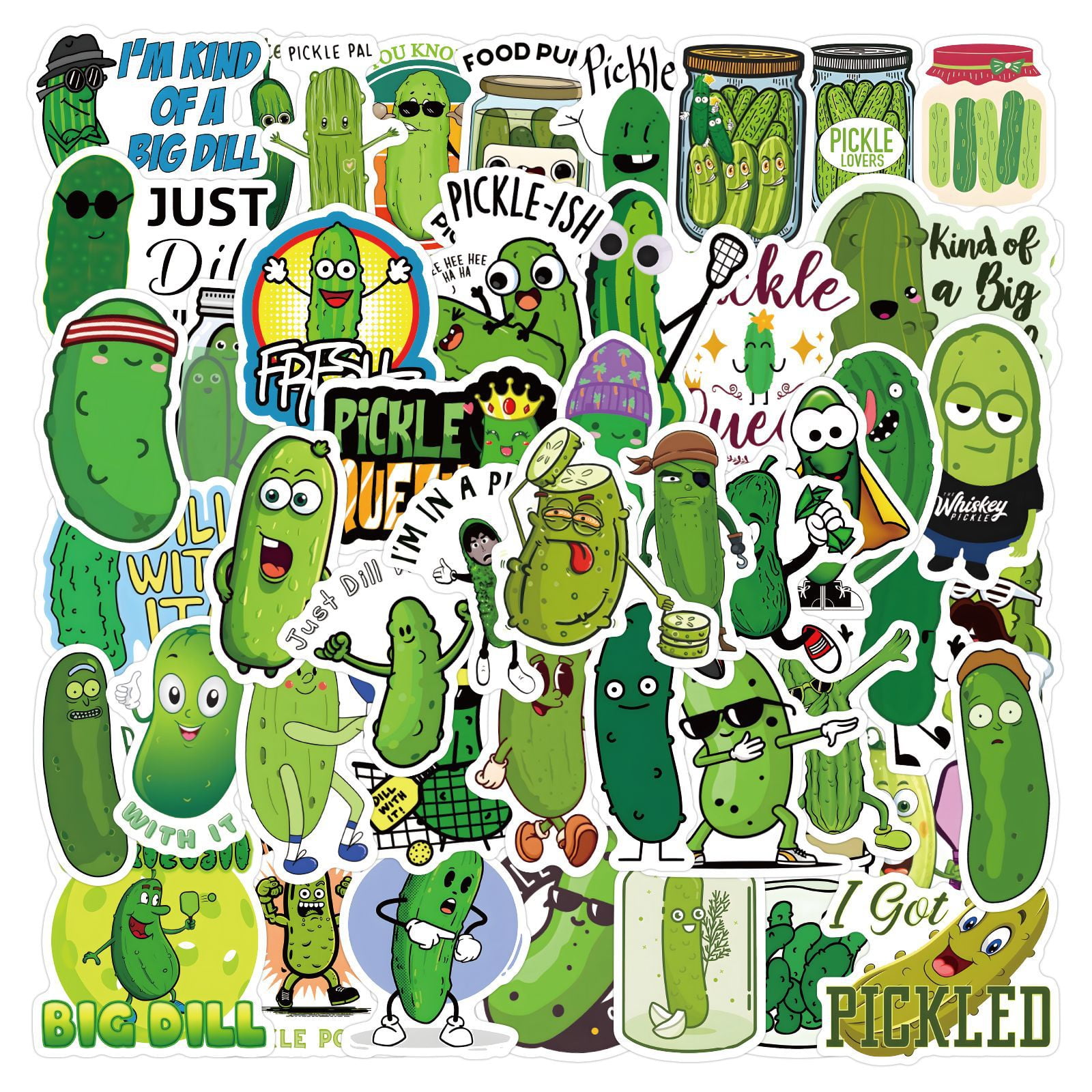 60PCS Cartoon Pickle Green Pickle Stickers Luggage Notebook Phone Water ...